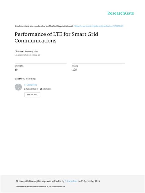 Performance Of Lte For Smart Grid Communications January 2014 Pdf Smart Grid Electrical Grid