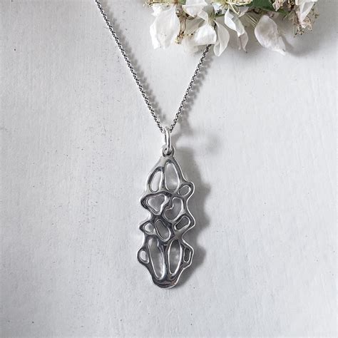 Melted Lava Sterling Silver Necklace Cutout Pendant Etsy