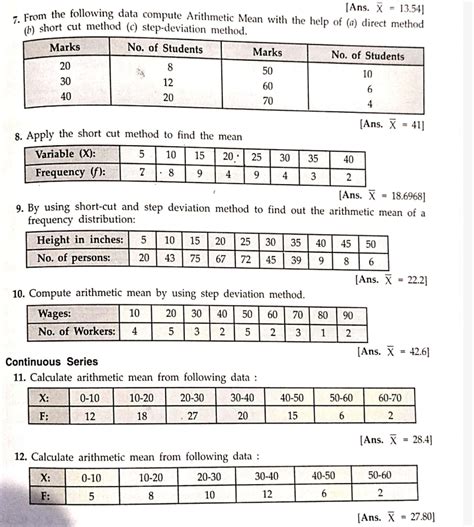 Compute Arithmetic Mean Using A Direct Method B Short Cut Method C