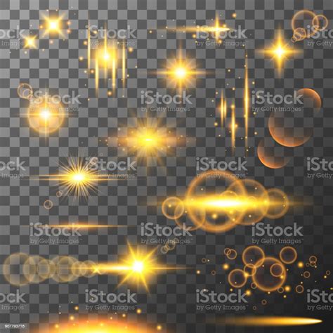 다른 플레어 조명 효과의 컬렉션입니다 렌즈 플레어 광선 스타와 Bokeh 컬렉션 반짝임 벡터 투명 효과 0명에 대한 스톡 벡터 아트 및 기타 이미지 Istock