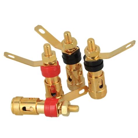 4pcs 33mm Length Plated 4mm Banana Audio Plug Jack Socket Connector Amplifier Terminal Spring