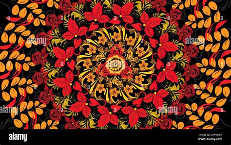 Abstract Bright Rotating Kaleidoscope Of Retro Flower Pattern Colorful