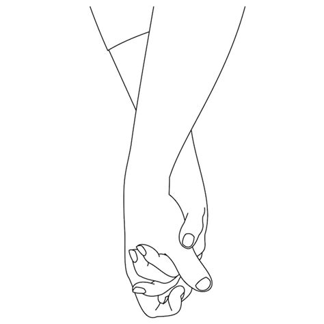 Premium Vector Illustration Line Drawing A Close Up Of A Male And Female Hands Holding Each