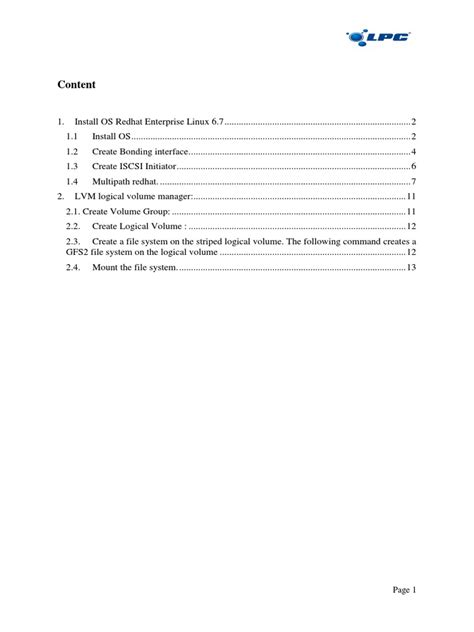 Install And Configure Lvm Redhat Enterprise Linux 67 Pdf Computer Engineering Operating