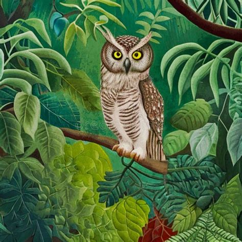 Owl Watercolor Painting Botanical Illustration For Printing