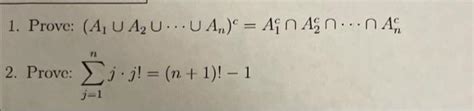 Solved 1 Prove A1A2An C A1cA2cAnc 2 Prove Chegg Com