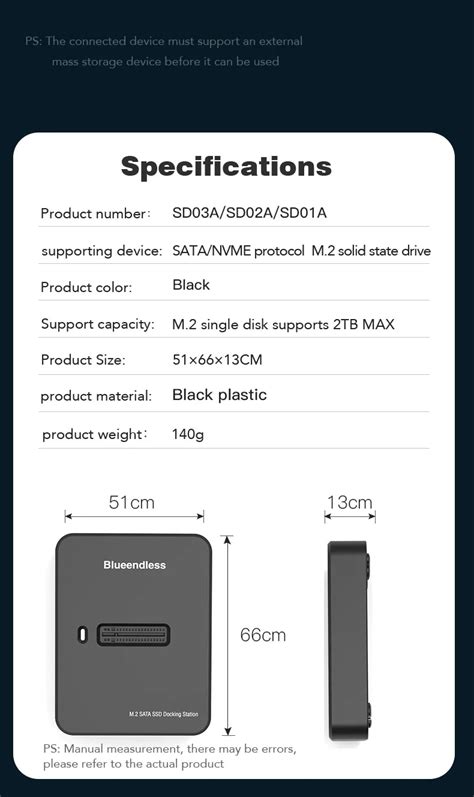 Blueendless Dual Protocol Dock Gbps USB C SSD Enclosure