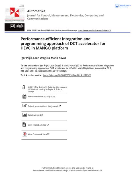 Performance Efficient Integration And Programming Approach Of Dct Accelerator For Hevc In Mango