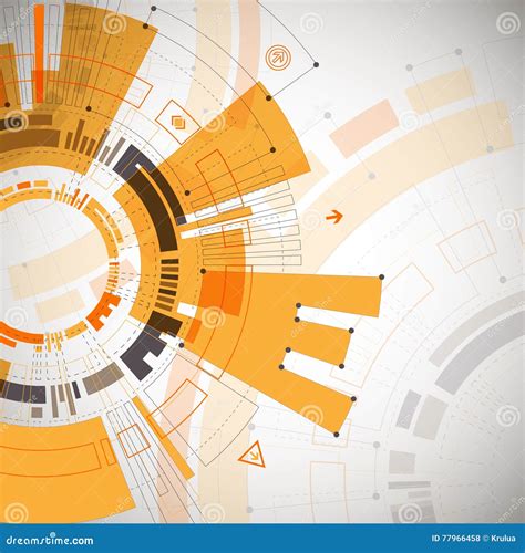 Abstract Orange Colored Technological Background With Various Te Stock Vector Illustration Of