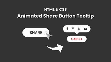 Animated Share Button Tooltip By Html And Css 2 انميشن تول تيب Youtube