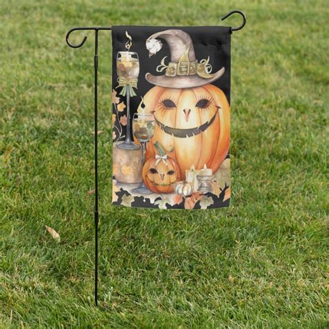 Cute Pumpkins With Bows Candles And Lashes Garden Flag