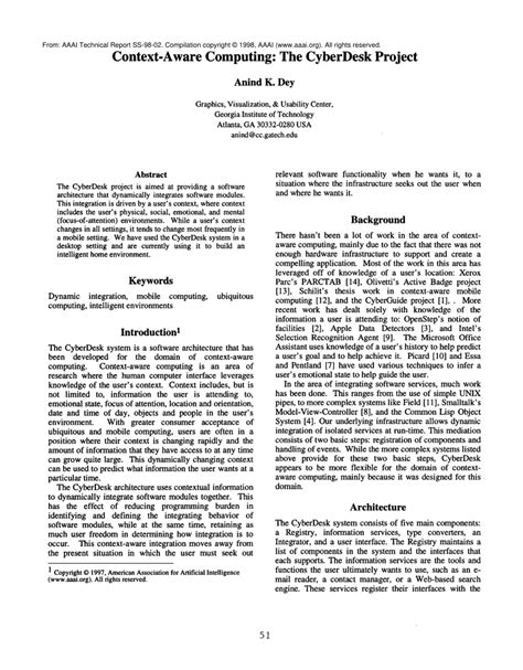 Pdf Context Aware Computing The Cyberdesk Project