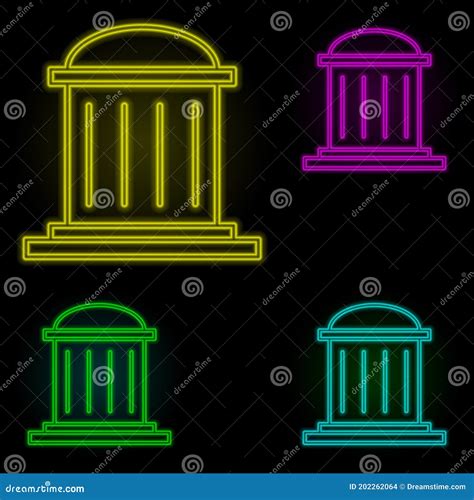 Blueprint Neon Color Set Icon Simple Thin Line Outline Vector Of Building Landmarks Icons For