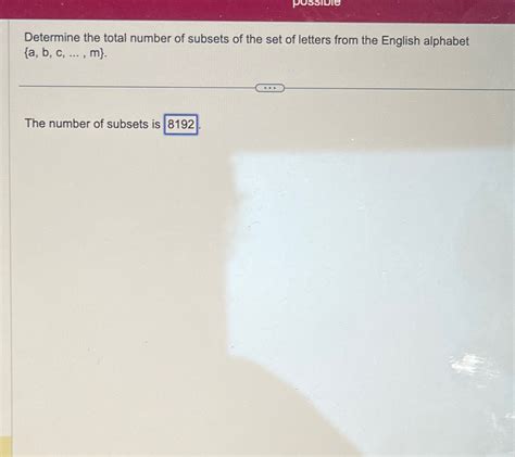 Solved Determine The Total Number Of Subsets Of The Set Of