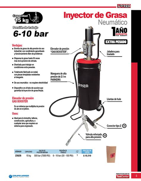 Urrea 23628 23628 Truper Inyector De Grasa Con Cubeta Neumático De 15