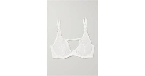 Agent Provocateur Ozella Cutout Pvc Trimmed Embroidered Tulle Underwired Soft Cup Bra In White
