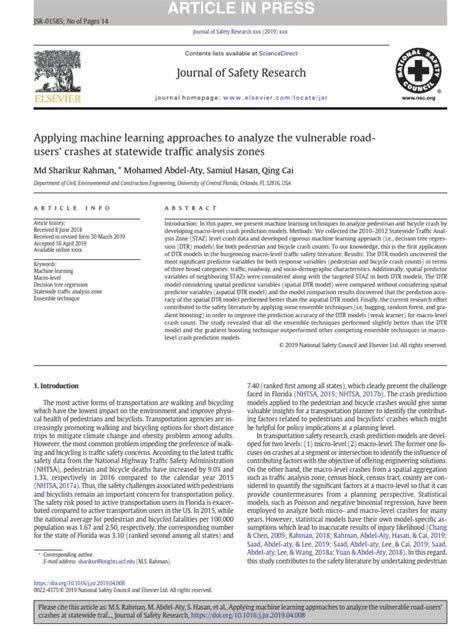 Applying Machine Learning Approaches To Analyze The Vulnerable Roadusers Crashes At Statewide
