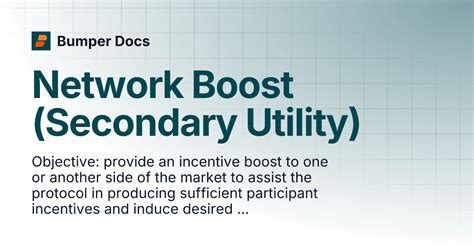 Network Boost Secondary Utility Bumper Docs