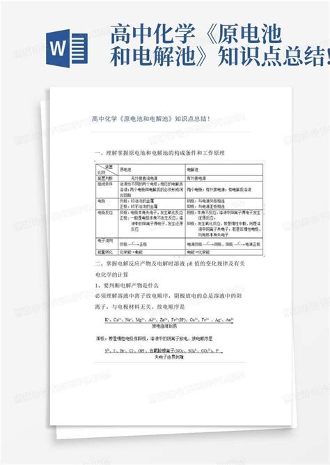 高中化学《原电池和电解池》知识点总结word模板下载编号lvagdgyg熊猫办公
