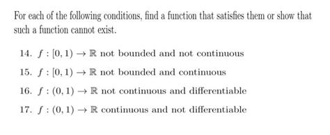 Solved For Each Of The Following Conditions Find A Function Chegg