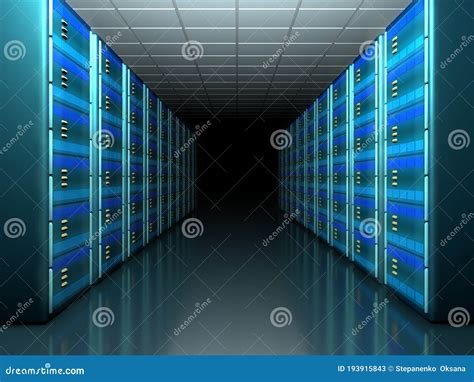 3d Server Room Cloud Computing Business Concept Ai Data Center Firewall Cyber Security Stock