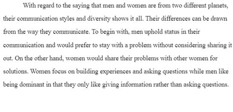 Sex Differences In Communication Homework Help