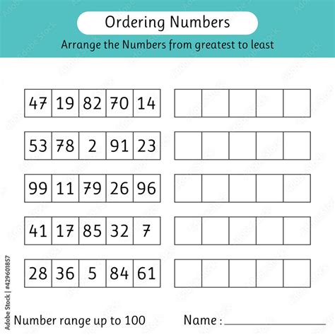 Ordering Numbers Worksheet Arrange The Numbers From Greatest To Worksheets Library