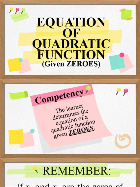 Equation Of Quadratic Function Given Zeroes Pdf