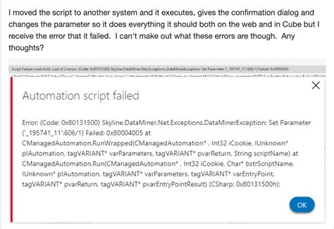 Working Automation Script Error Dataminer Dojo