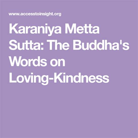 Karaniya Metta Sutta The Buddhas Words On Loving Kindness