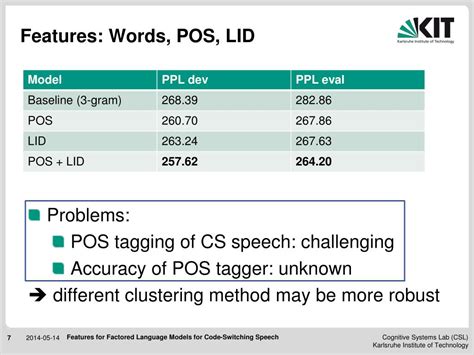 Ppt Features For Factored Language Models For Code Switching Speech