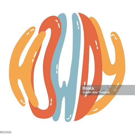 원 안에 Howdy라는 문구가 있는 손으로 쓴 글자 서양 카우보이 카우걸 테마의 대담한 펑키한 레터링 티셔츠 프린트 복고풍 파티 엽서에 대한 손으로 그린 인용문 포스터용