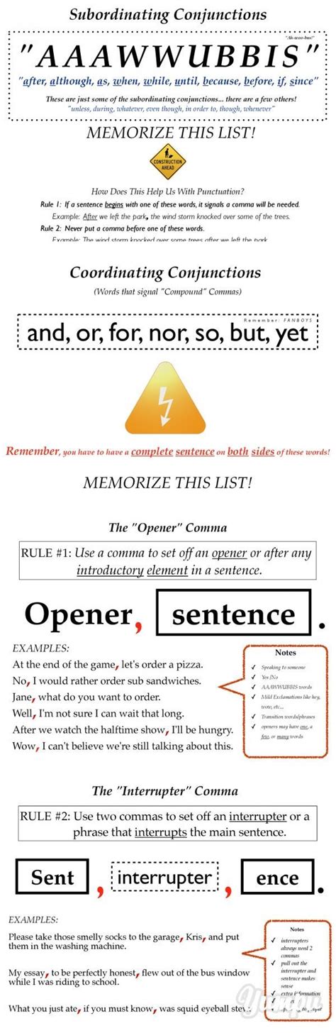 Subordinating Conjunctions Memorize This List How To Memorize Things Middle School Writing
