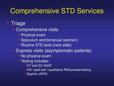 Ppt Comprehensive Std Clinic Services And Evolving Care Standards In