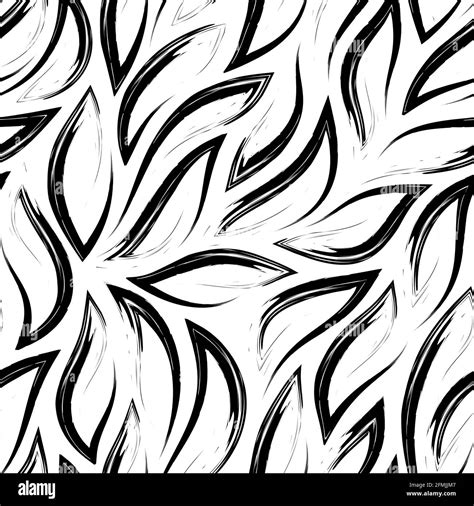 Black Vector Seamless Pattern Of Flowing Corners And Lines Stock Monochrome Texture Stock