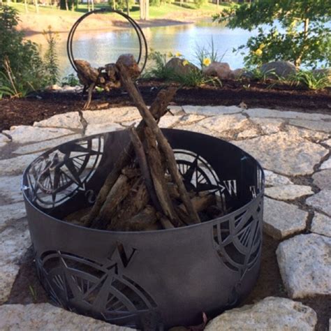 Compass Fire Ring Compass Rose Fire Pit Outdoor Map Etsy