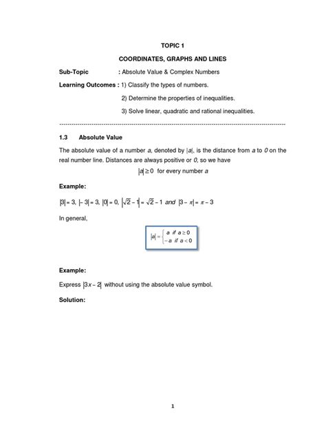 Chapter 1 Absolute Value And Complex Numbers Pdf Complex Number Numbers
