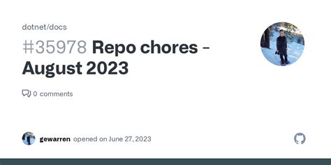 repo chores august 2023 · issue 35978 · dotnet docs · github