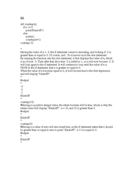 Programming Assignment 3 Q Def Countupn If N 0 Printblastoff