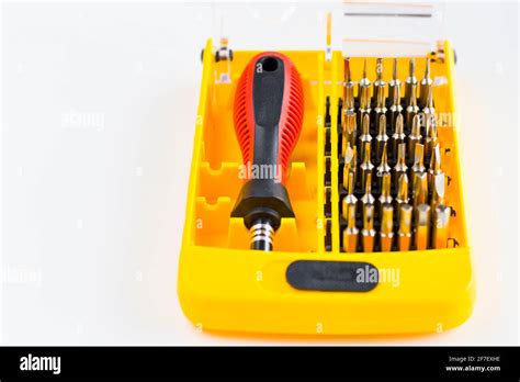 Screwdriver Set In The Box Different Screwdrivers Workshop Instrument Building Tool Stock