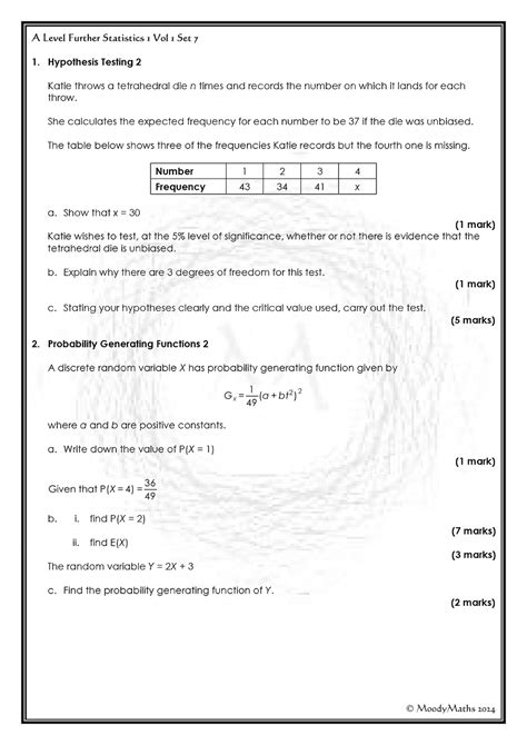 A Level Further Statistics 1 Edexcel Volume 1 Moodymaths
