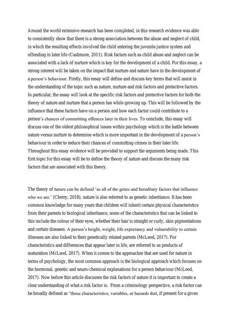 Nature V Nurture 1010ccj Introduction To Forensic Psychology Griffith Thinkswap