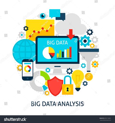 Big Data Analysis Flat Concept Poster Stock Vector Royalty Free 652116691 Shutterstock