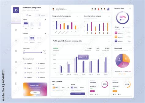 UI UX Infographic Dashboard UI Design With Graphs Charts And Diagrams Web Interface Template