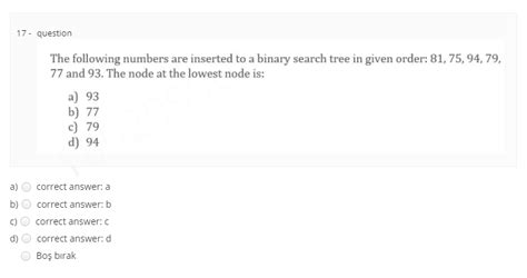 Solved 17 Question The Following Numbers Are Inserted To A