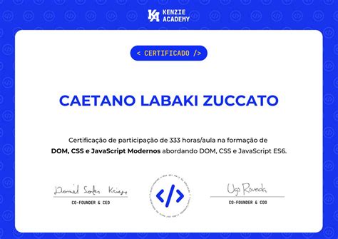 Certificado Conquistado Dom Css E Javascript Modernos Caetano Zuccato