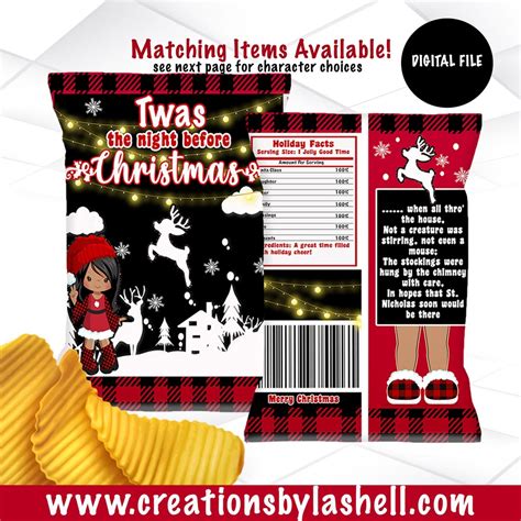 Christmas Chip Bag Labels Printable Digital Download C3 Etsy