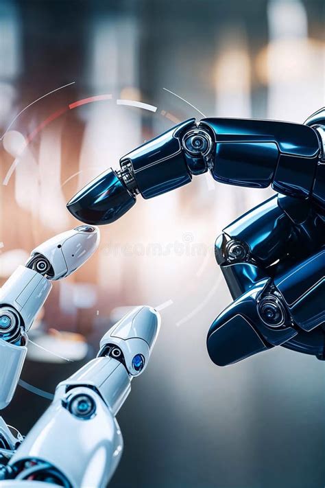 Robotic Hand Interacting With Holographic Interface Stock Illustration Illustration Of