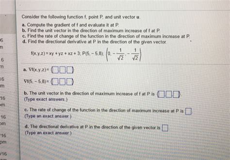 Solved Consider The Following Function F Point P And Unit