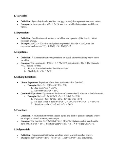 Algebra Notes Pdf